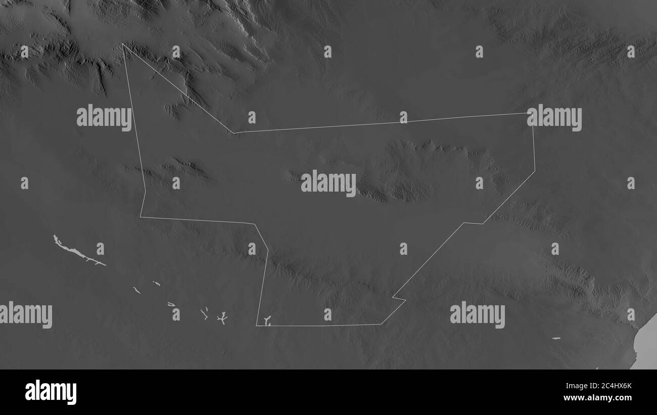 Sool, region of Somalia. Grayscaled map with lakes and rivers. Shape ...