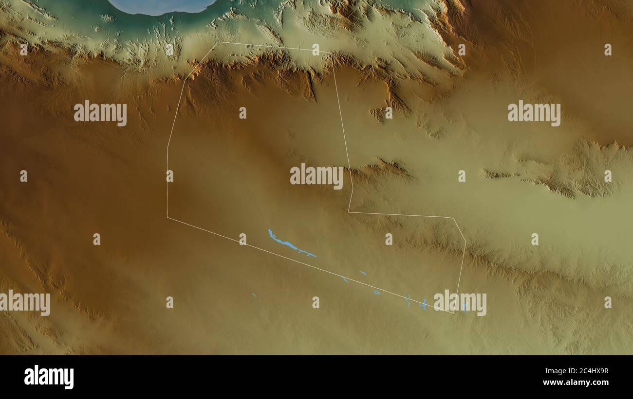 Togdheer, region of Somalia. Colored relief with lakes and rivers ...
