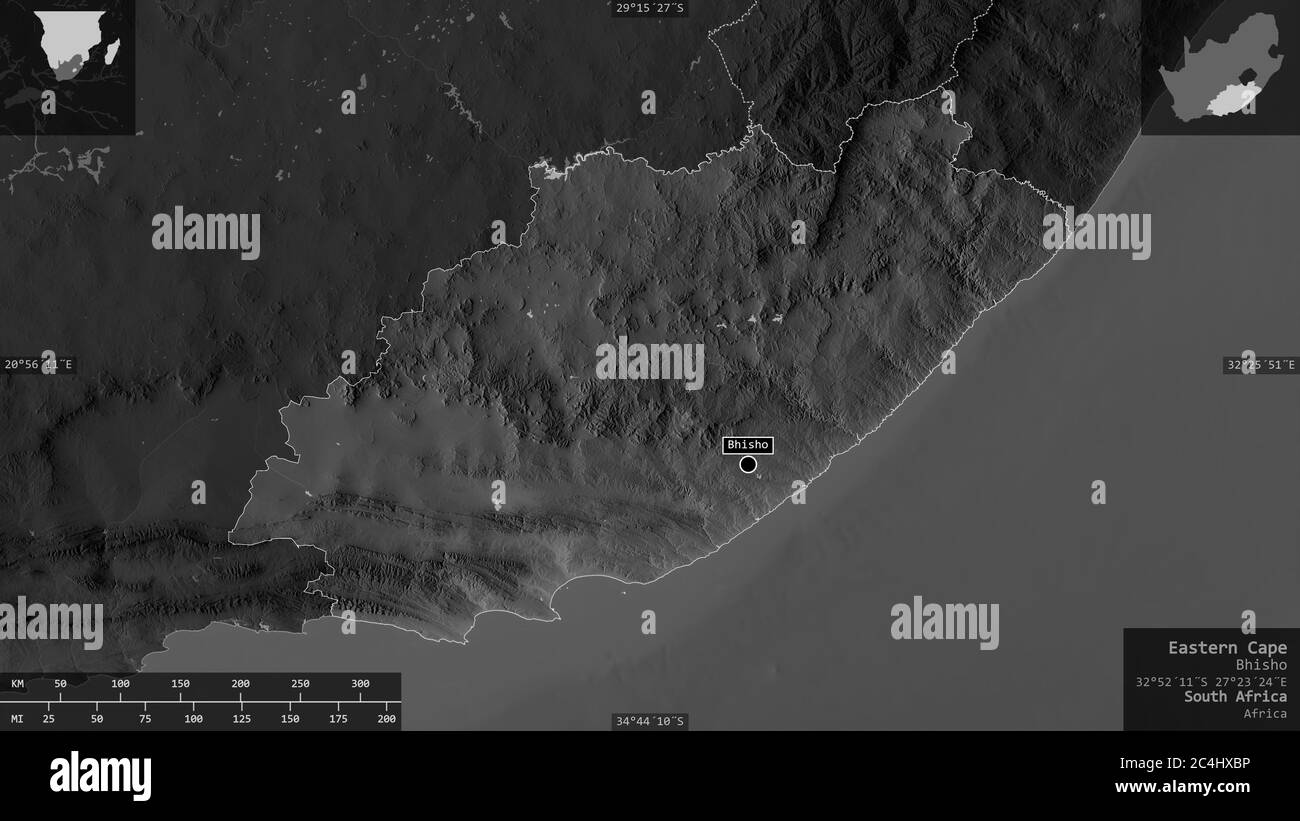 Map of south africa eastern cape Black and White Stock Photos & Images ...