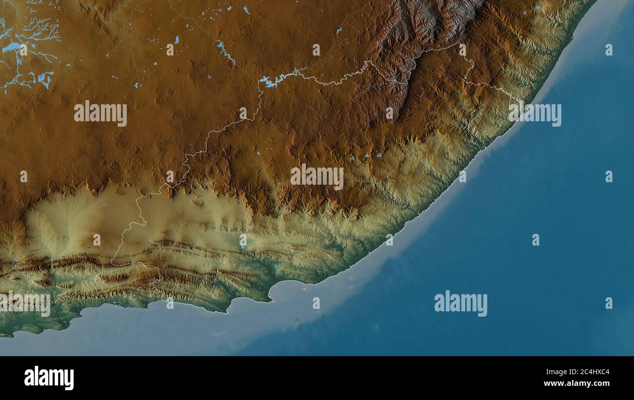 Eastern Cape, province of South Africa. Colored relief with lakes and ...