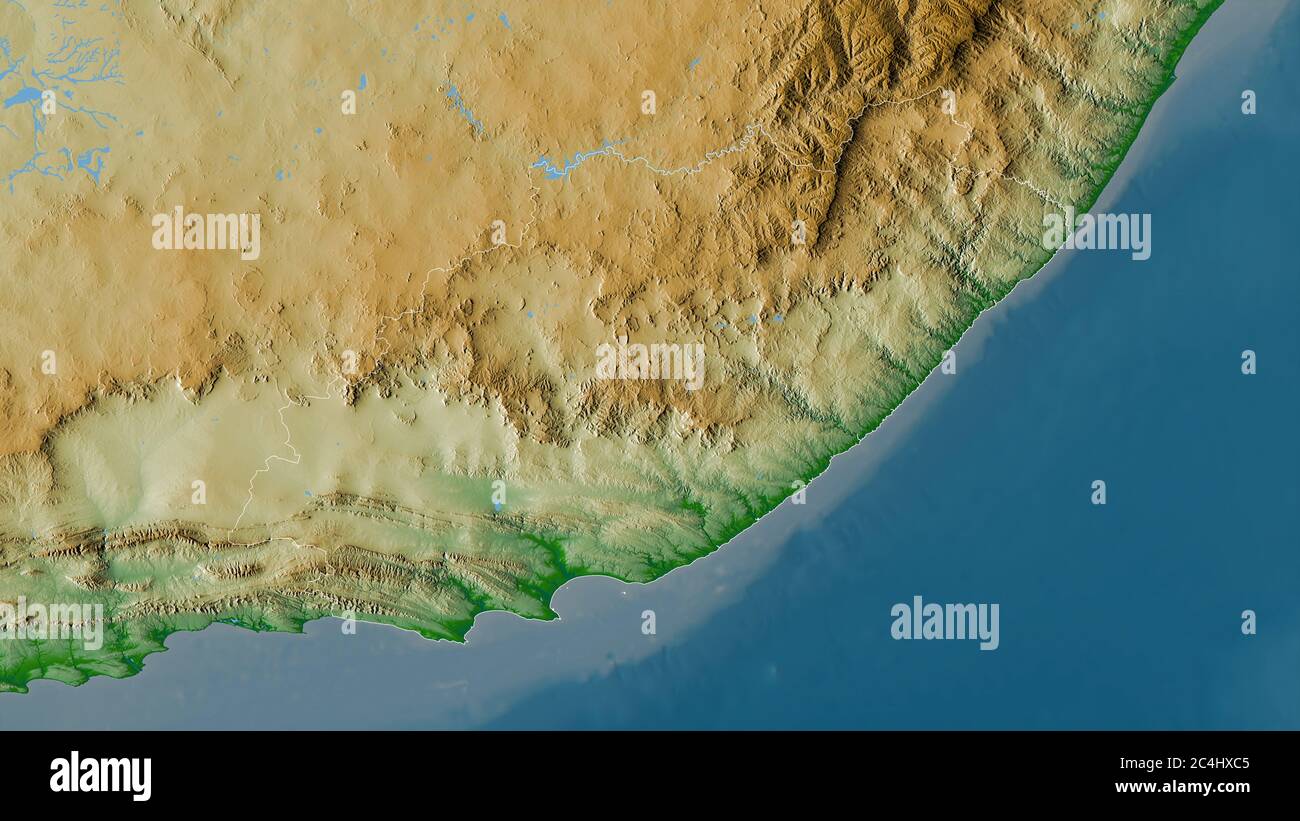 Eastern Cape, province of South Africa. Colored shader data with lakes ...
