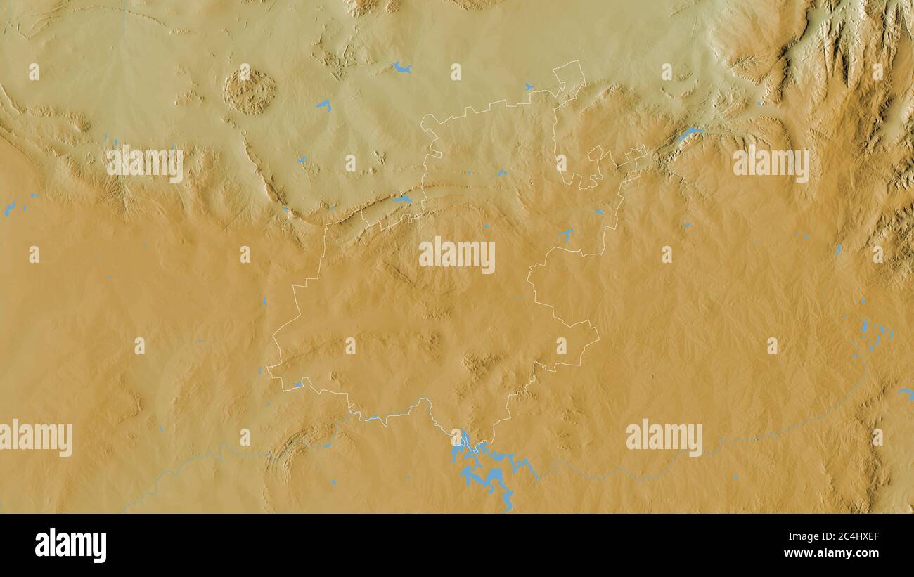 Gauteng, province of South Africa. Colored shader data with lakes and ...