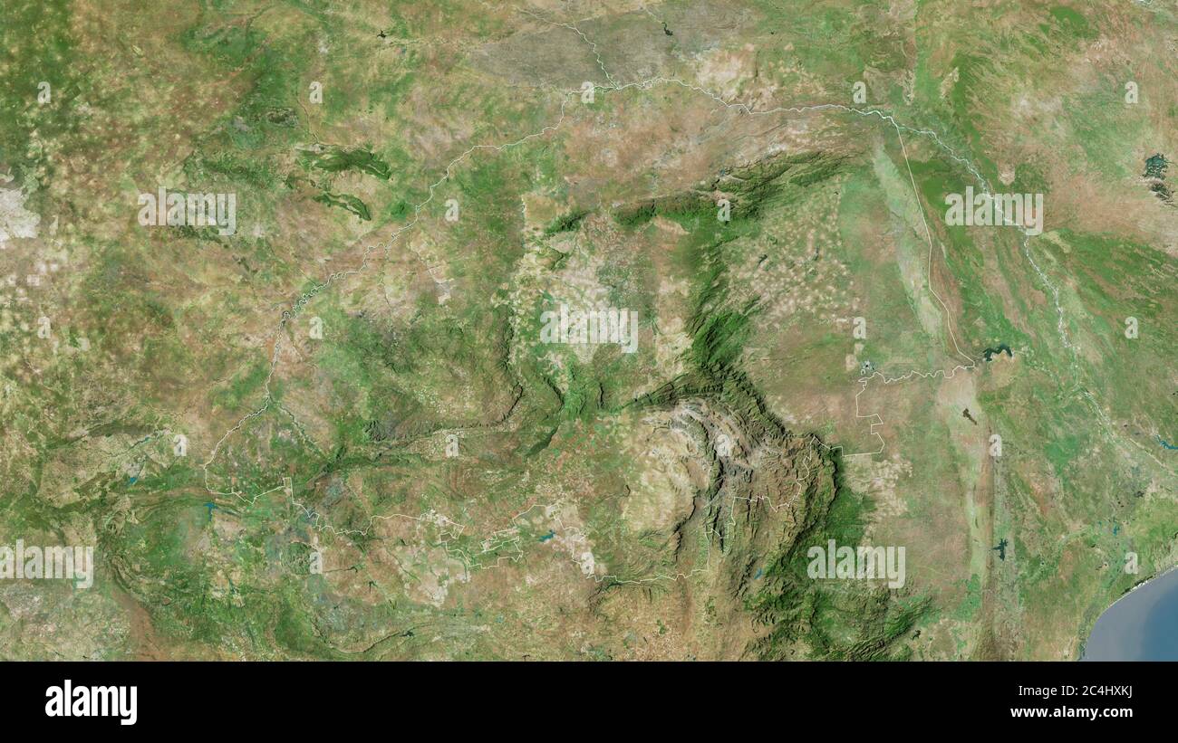 Limpopo, province of South Africa. Satellite imagery. Shape outlined ...