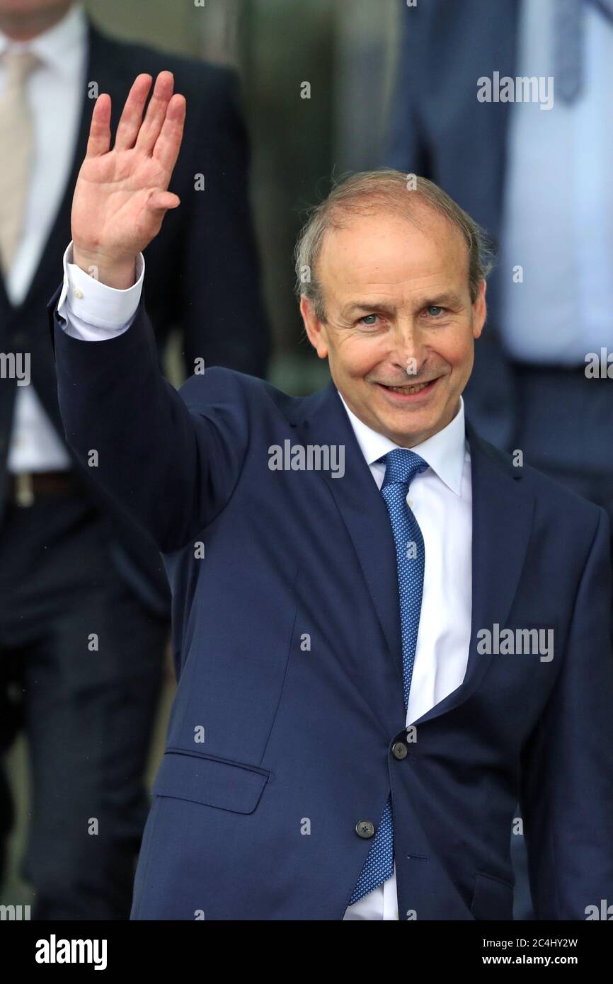 Fianna Fail leader Micheal Martin leaves the Dail - in the Convention ...