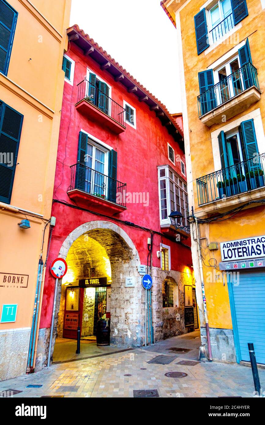 Colourful houses in Palma, Mallorca Stock Photo - Alamy