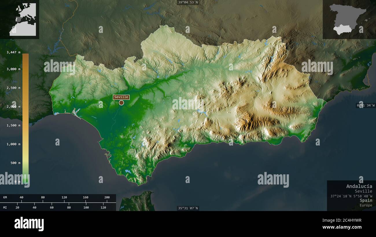 Physical map of andalucia hi-res stock photography and images - Alamy
