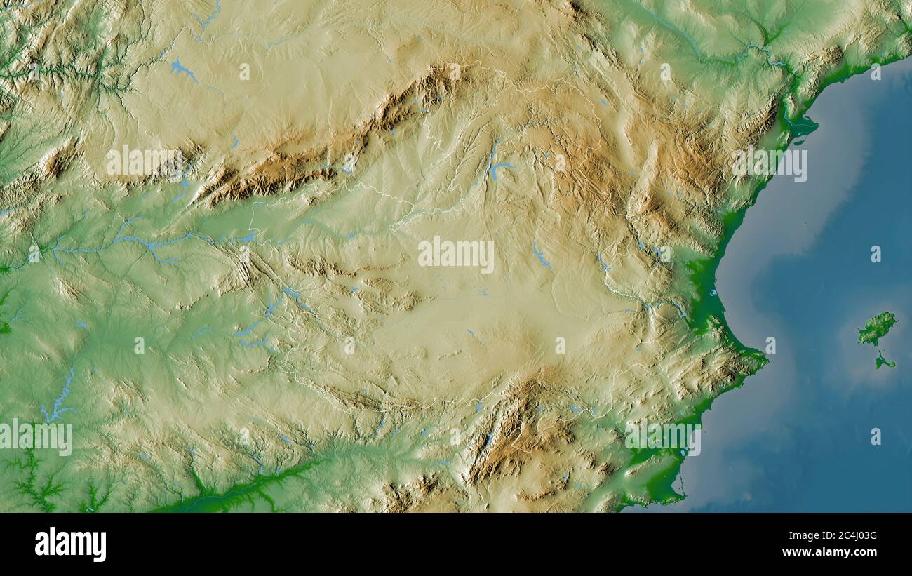 Castilla-La Mancha, autonomous community of Spain. Colored shader data ...