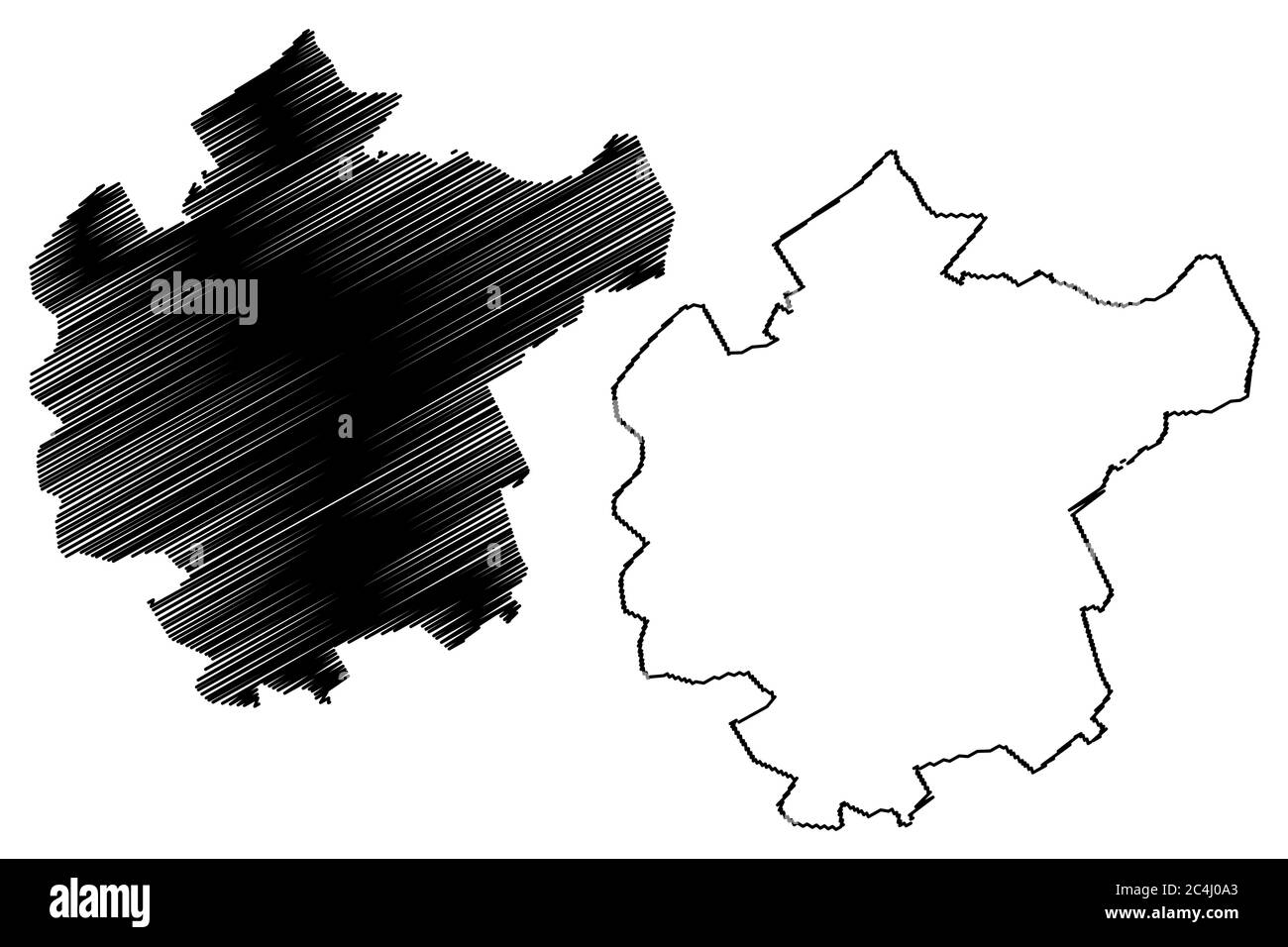 Aligarh City (Republic of India, Uttar Pradesh State) map vector ...