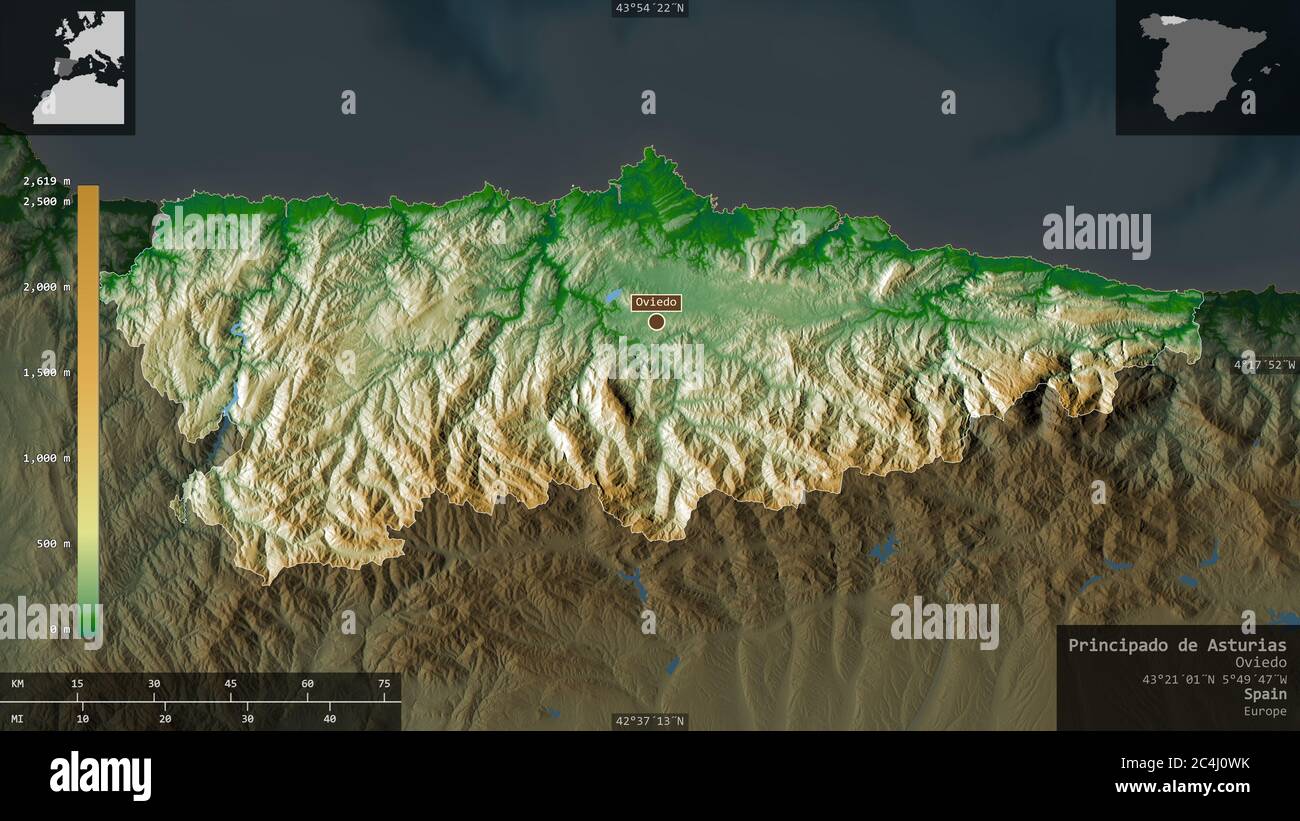 Asturias map rivers hi-res stock photography and images - Alamy