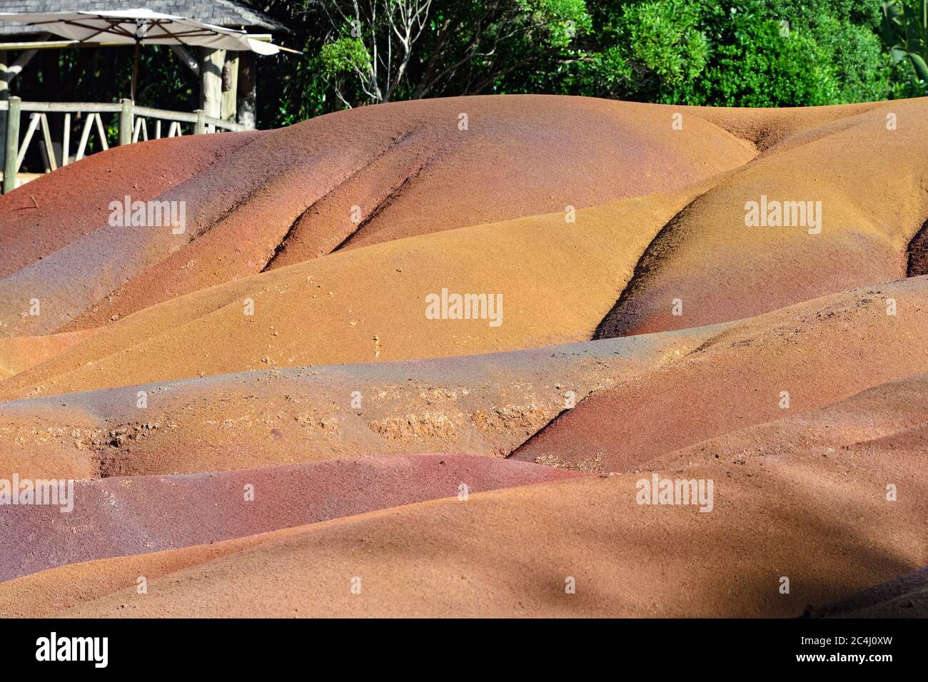 Main sight of Mauritius island. Unusual volcanic formation seven ...