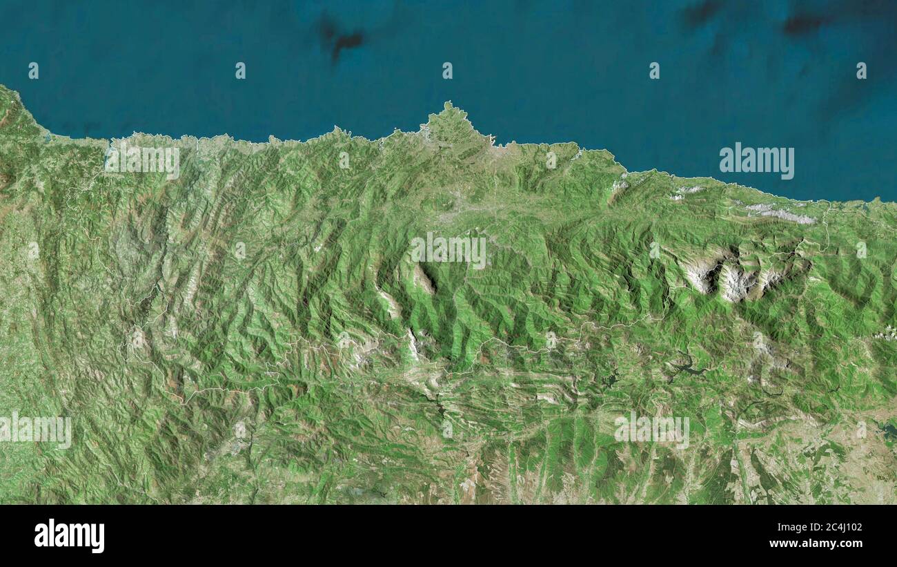 Principado de Asturias, autonomous community of Spain. Satellite ...