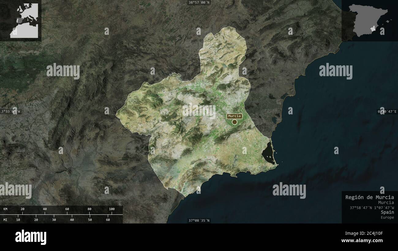 Región de Murcia, autonomous community of Spain. Satellite imagery ...
