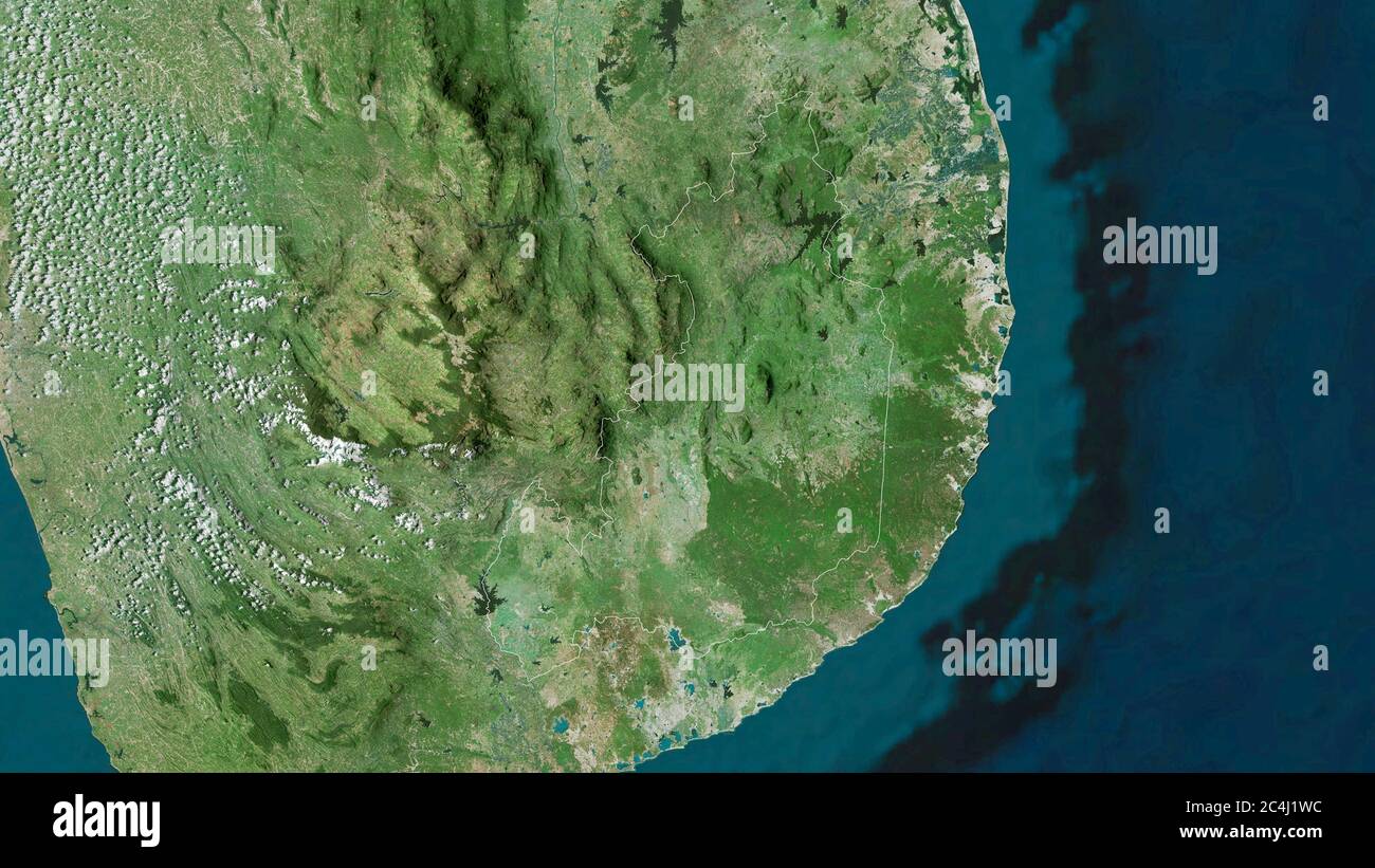 Moneragala, district of Sri Lanka. Satellite imagery. Shape outlined ...