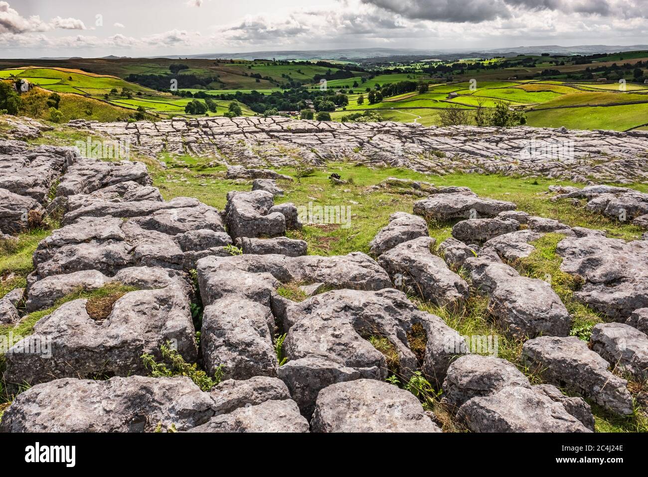 Dramatic view of the nature geological wonder of Malham Cove in the ...