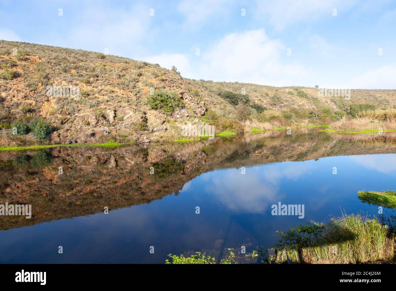 Breede River from the fishing deck at sunrise, Bontebok National Park ...