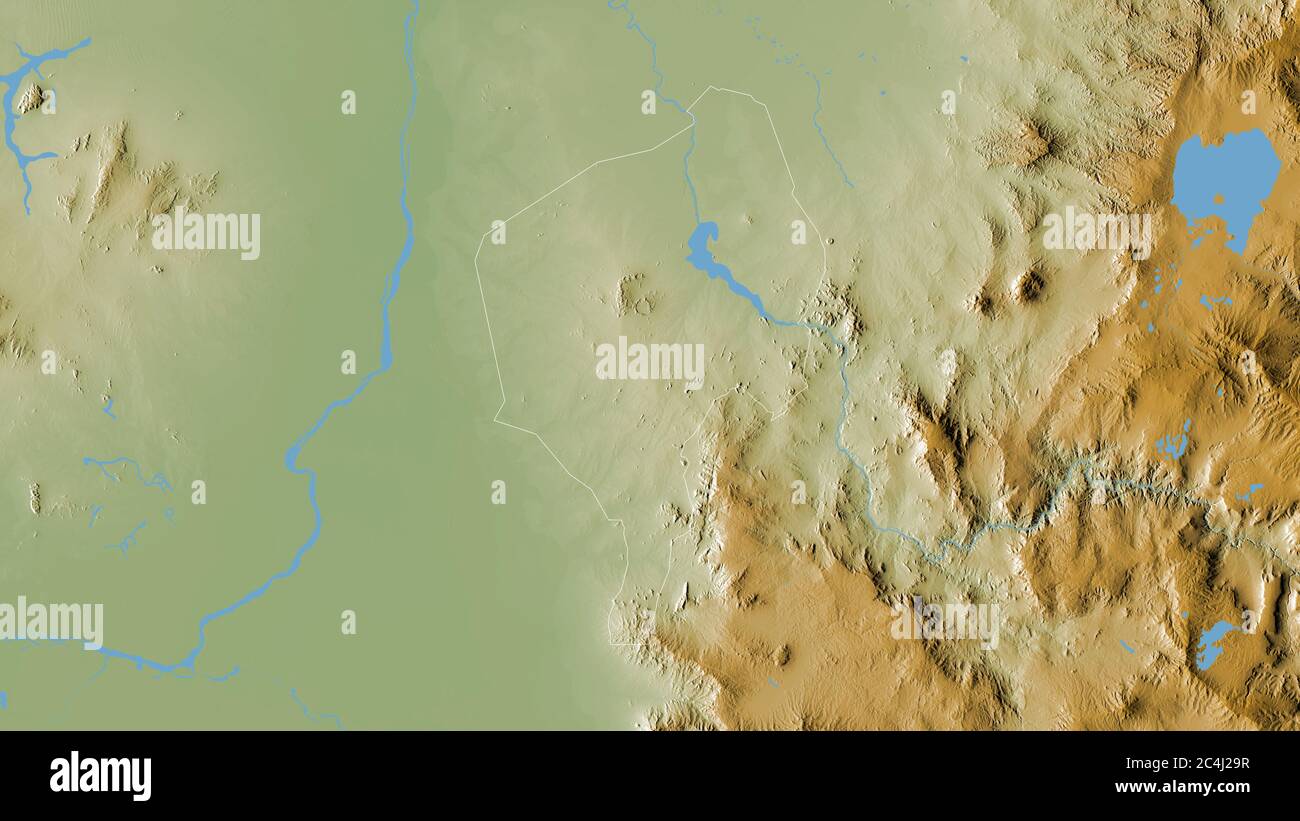 Blue Nile, state of Sudan. Colored shader data with lakes and rivers ...