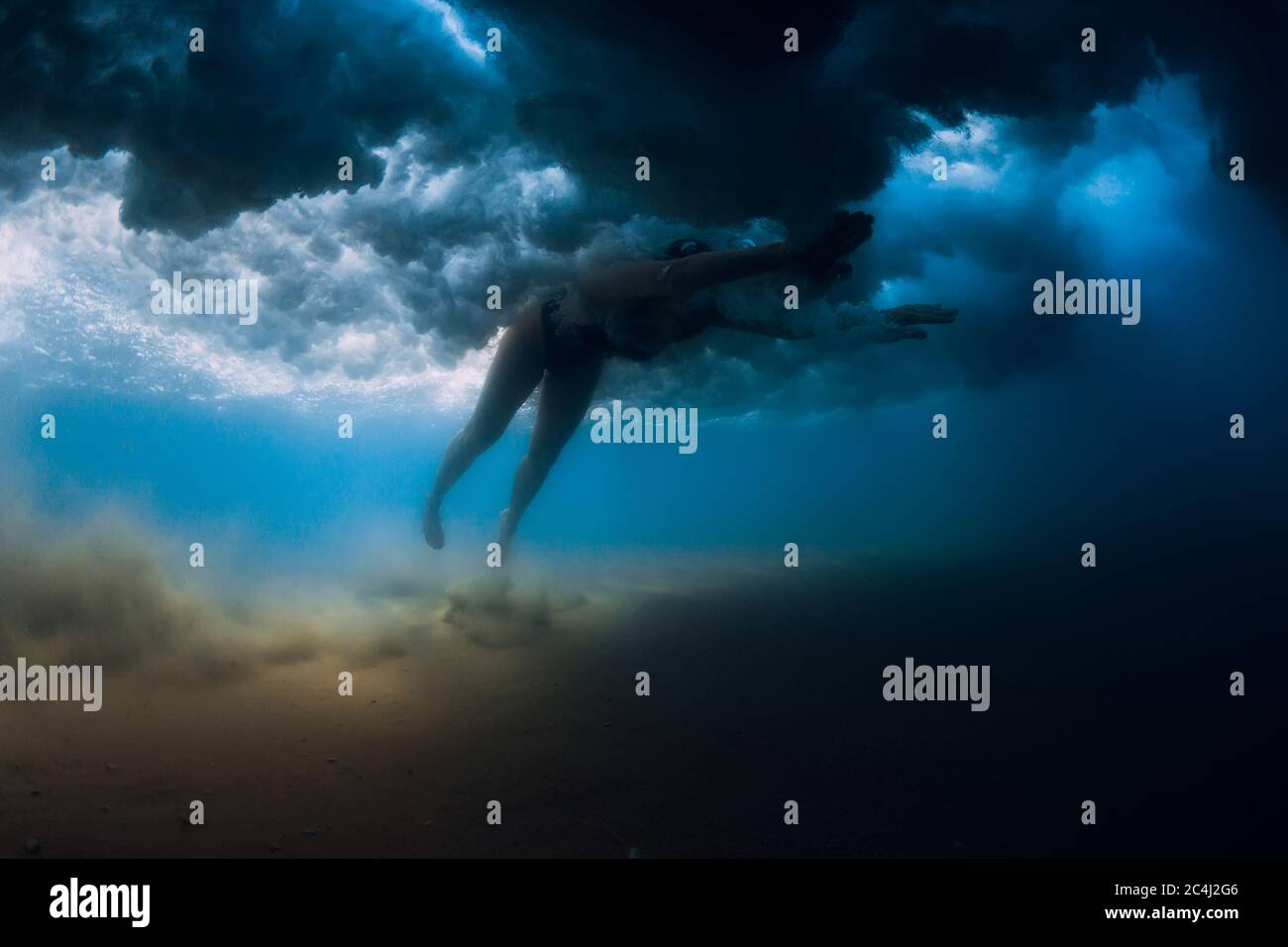 Underwater Bikini Girl Swimmer Diver High Resolution Stock Photography ...