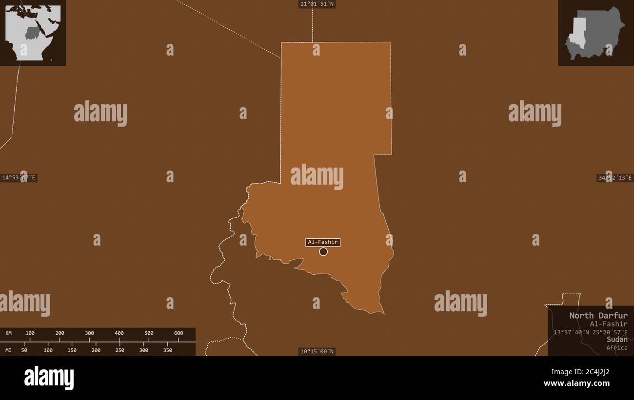 North Darfur, state of Sudan. Patterned solids with lakes and rivers ...