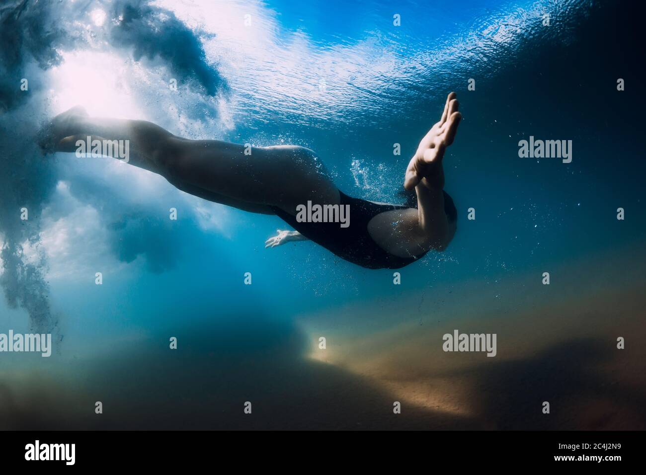 Underwater Bikini Girl Swimmer Diver High Resolution Stock Photography ...