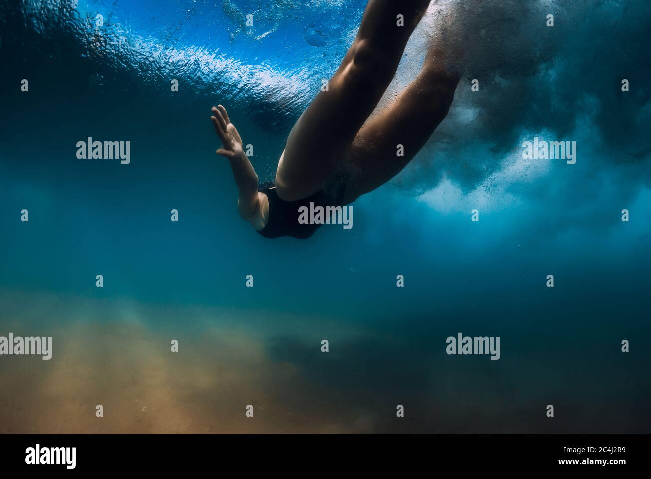 Underwater Bikini Girl Swimmer Diver High Resolution Stock Photography ...