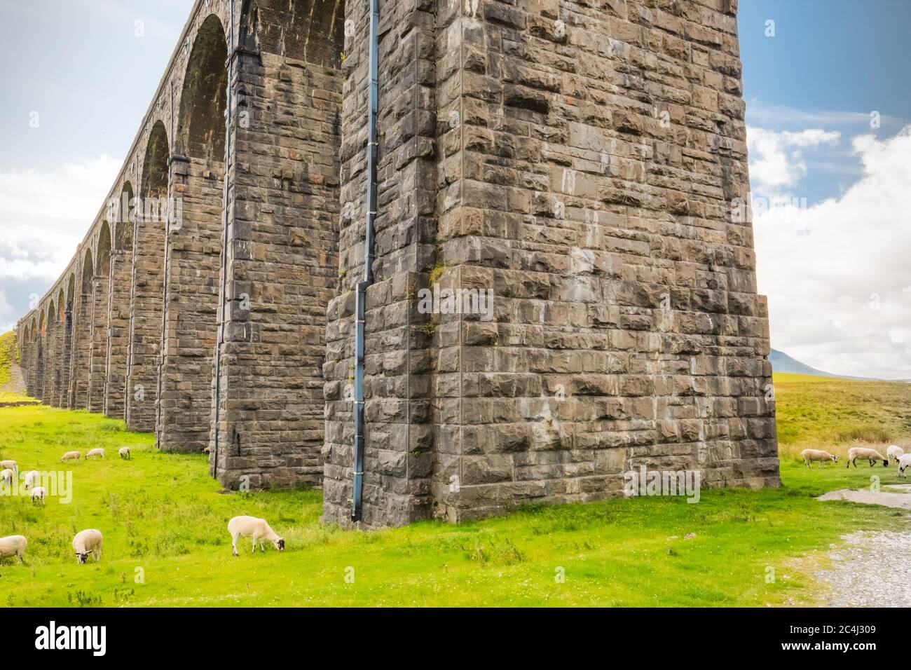 Famous Ribble Valley viaduct railway crossing showing detail of the ...
