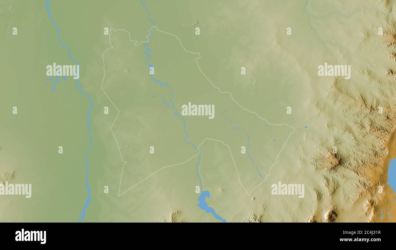 Sennar, state of Sudan. Colored shader data with lakes and rivers ...