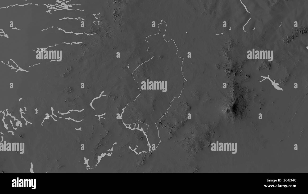West Darfur, state of Sudan. Grayscaled map with lakes and rivers ...