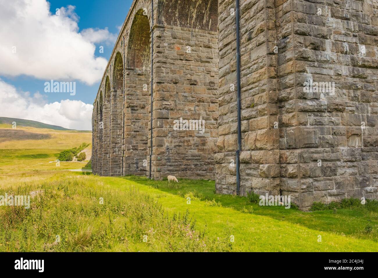 Famous Ribble Valley viaduct railway crossing showing detail of the ...