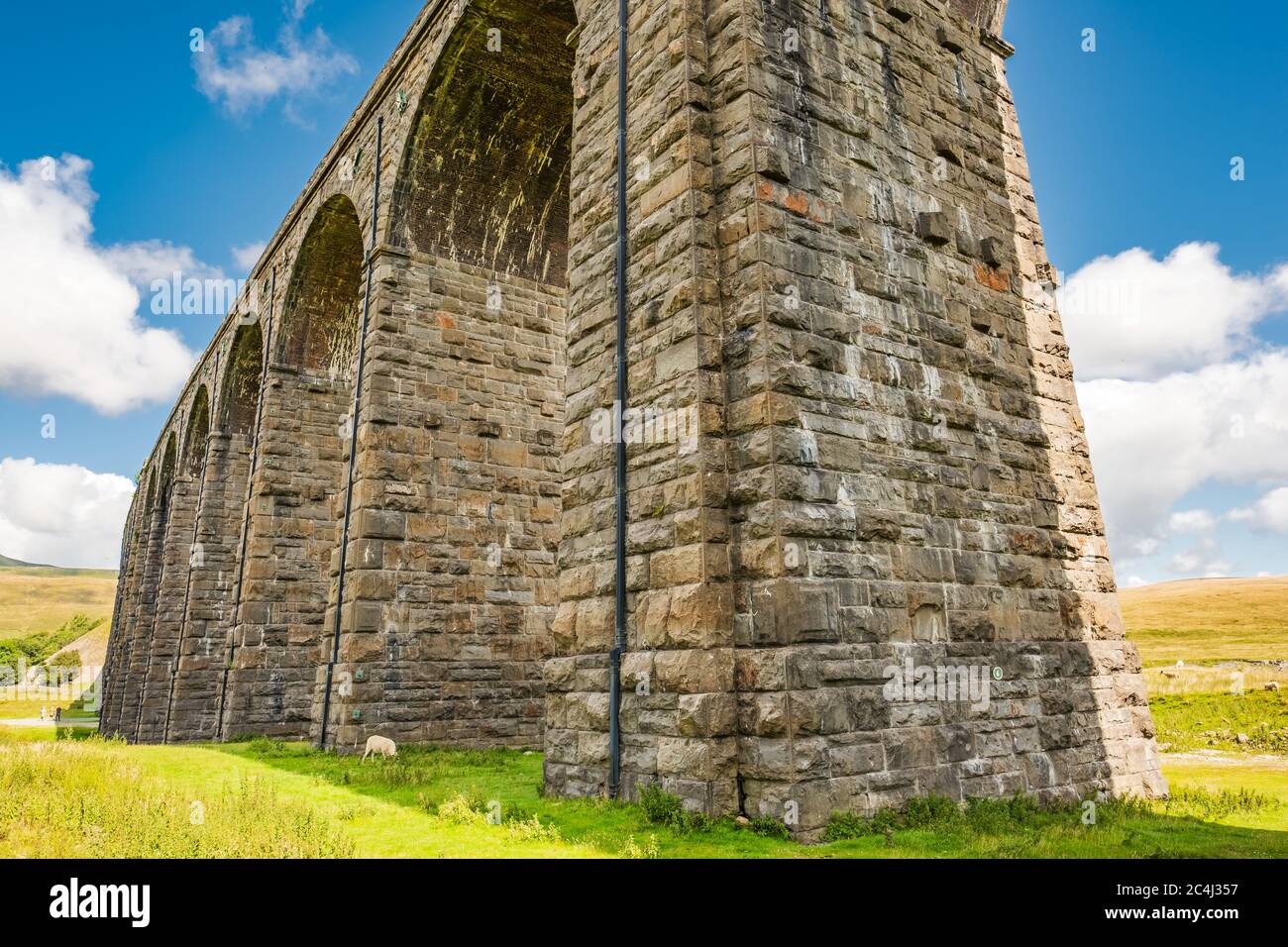Famous Ribble Valley viaduct railway crossing showing detail of the ...