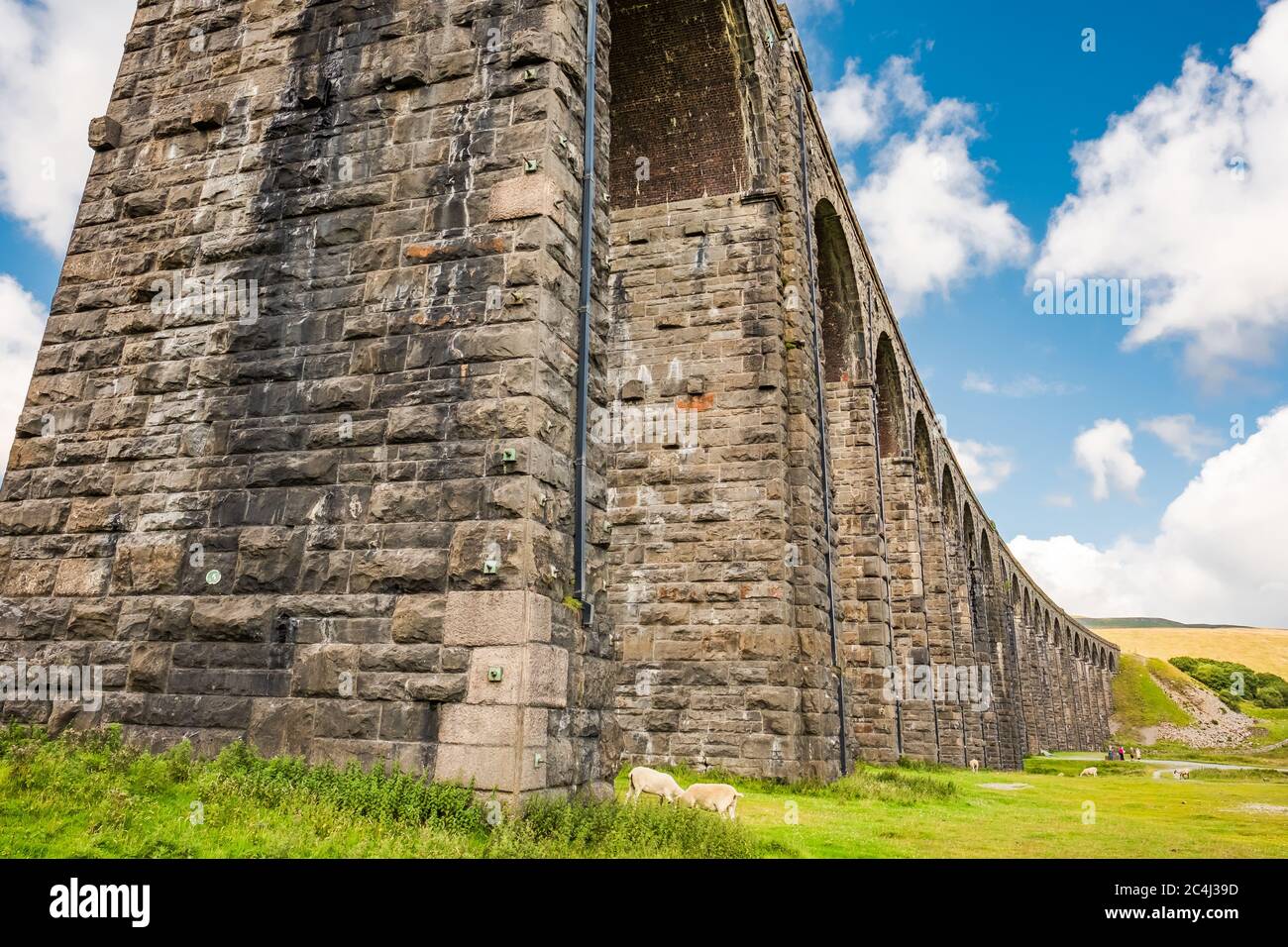 Famous Ribble Valley viaduct railway crossing showing detail of the ...