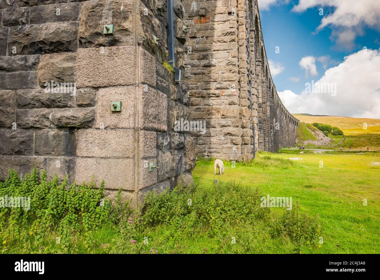 Famous Ribble Valley viaduct railway crossing showing detail of the ...