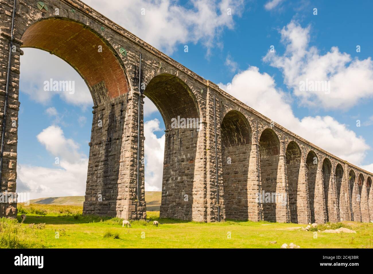 Famous Ribble Valley viaduct railway crossing showing detail of the ...
