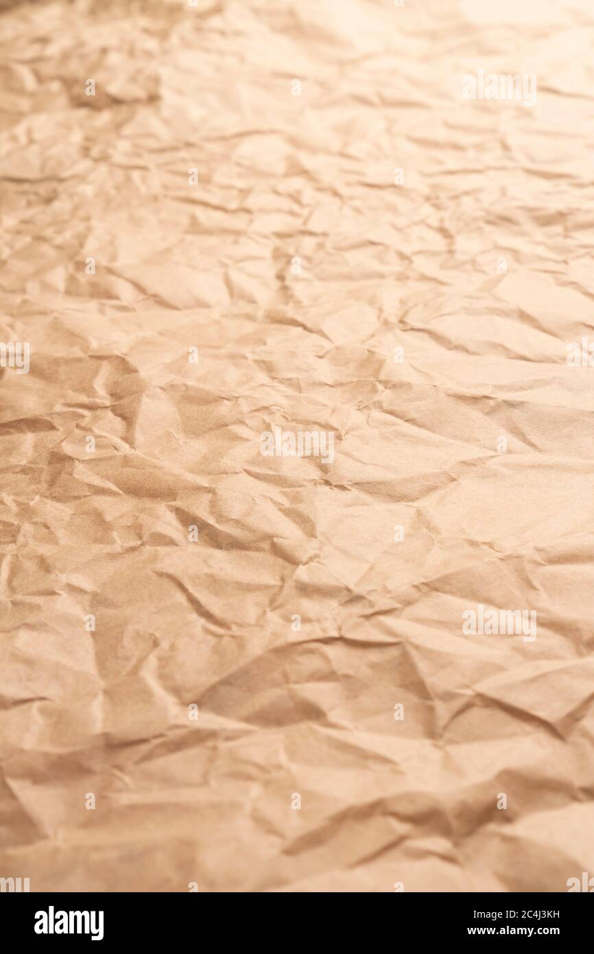 Crumpled brown creased paper. Old wrapping dusty paper. Delivery ...