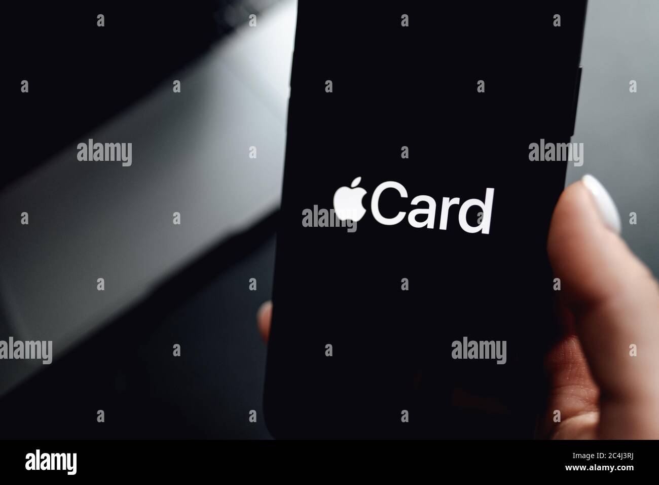 iPhone X with Apple Card logo on the screen Stock Photo - Alamy