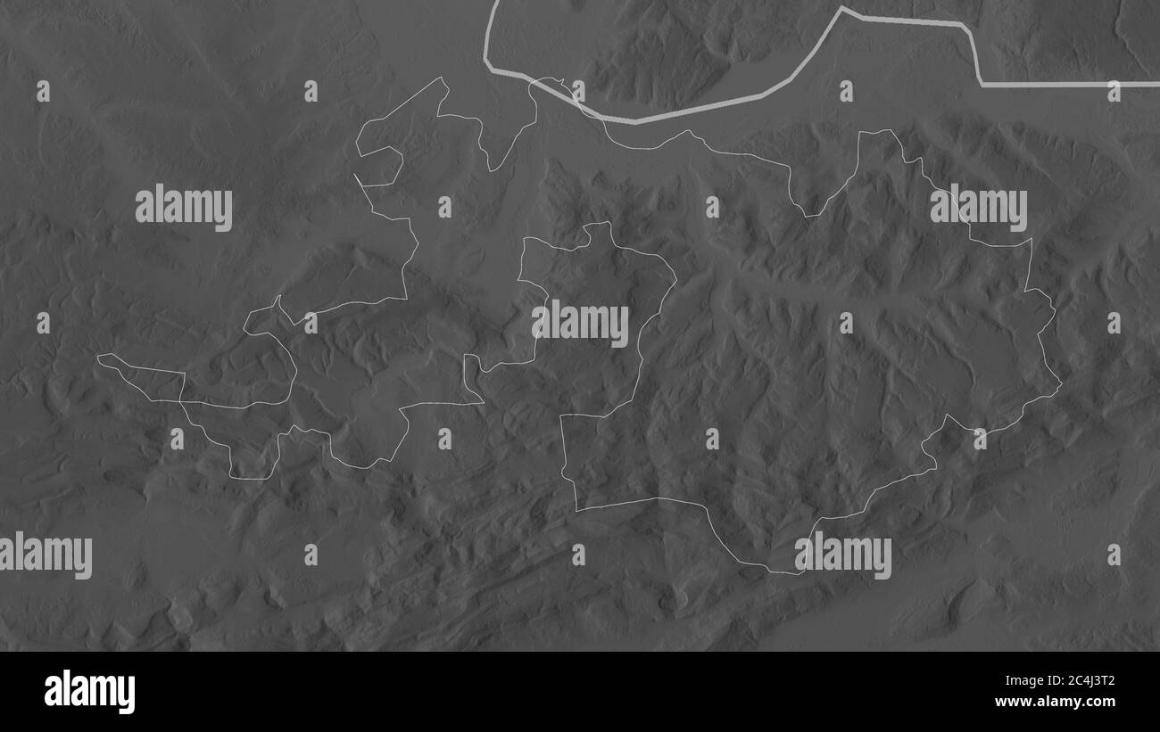 Basel-Landschaft, canton of Switzerland. Grayscaled map with lakes and ...