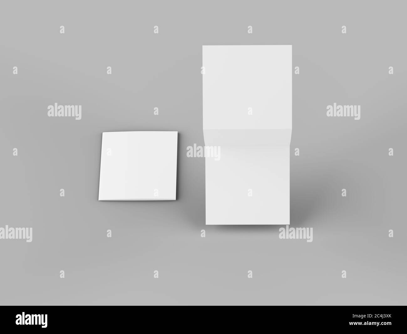 Open tri-folded leaflet in square format Stock Photo - Alamy