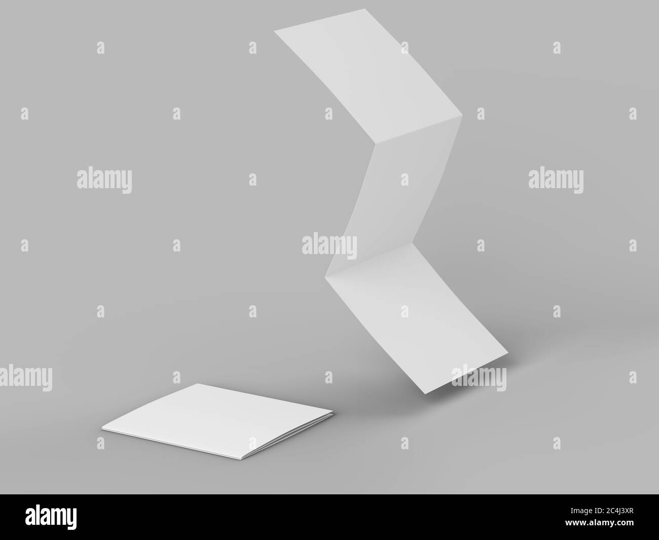 Open tri-folded leaflet in square format Stock Photo - Alamy