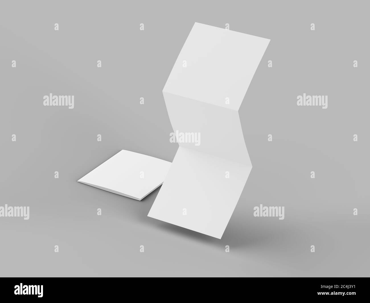 Open tri-folded leaflet in square format Stock Photo - Alamy