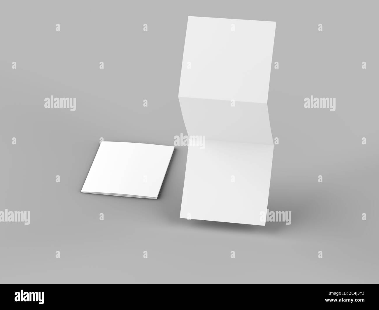 Open tri-folded leaflet in square format Stock Photo - Alamy
