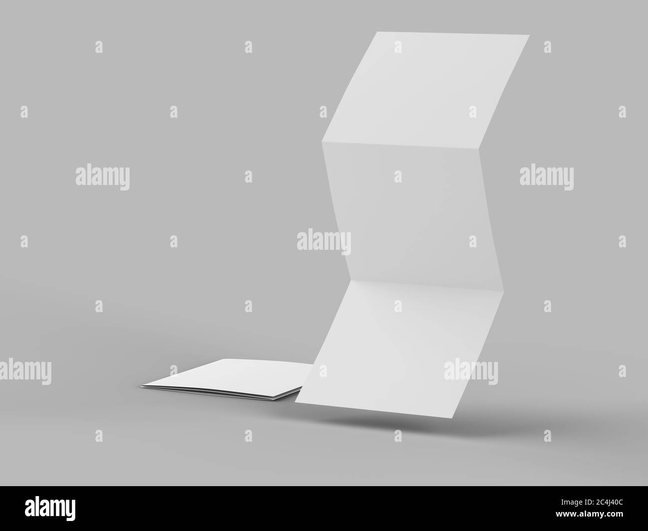 Open tri-folded leaflet in square format Stock Photo - Alamy