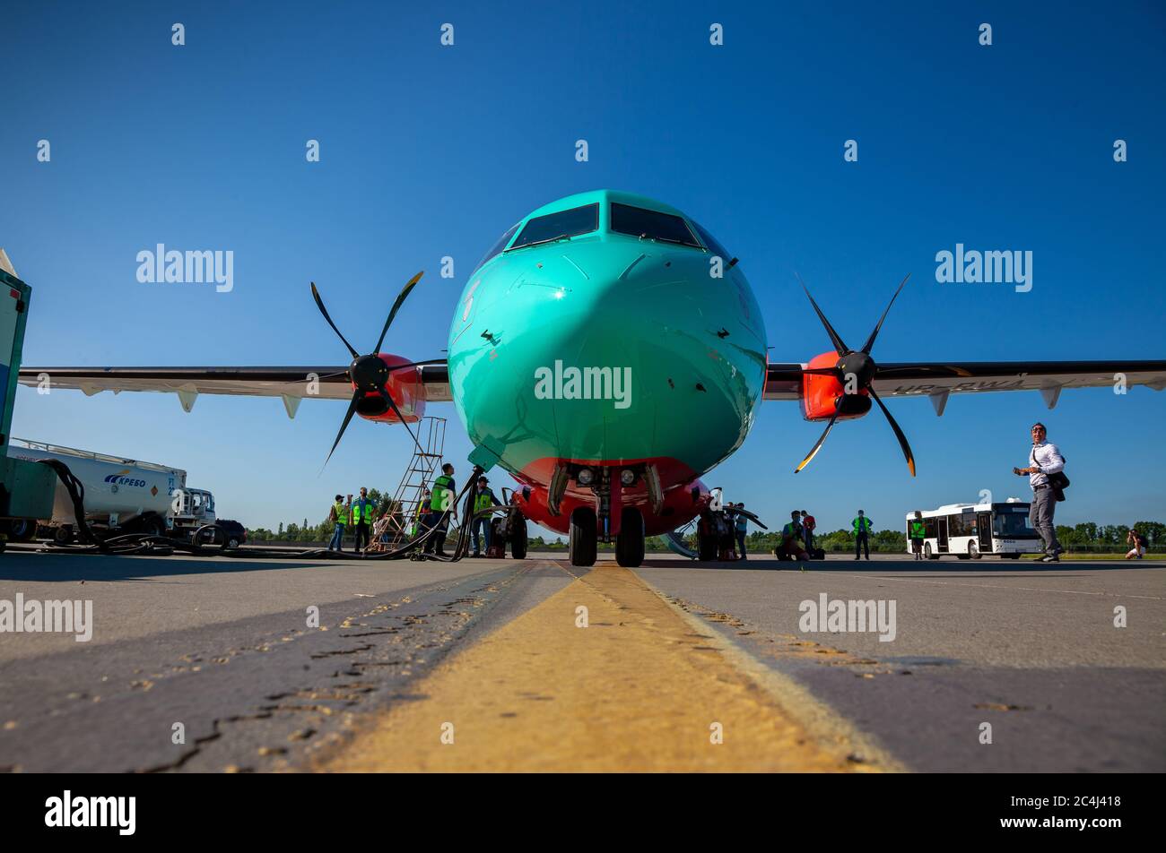 Kyiv, Ukraine - June 27, 2020: Aircraft ATR 72-212A airline WindRose ...