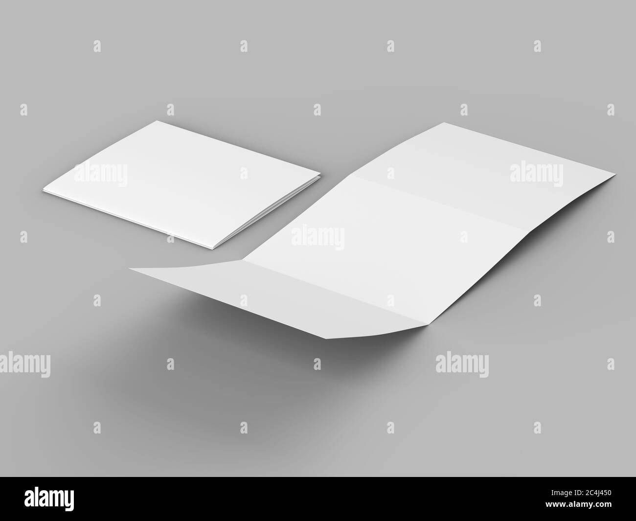 Open tri-folded leaflet in square format Stock Photo - Alamy