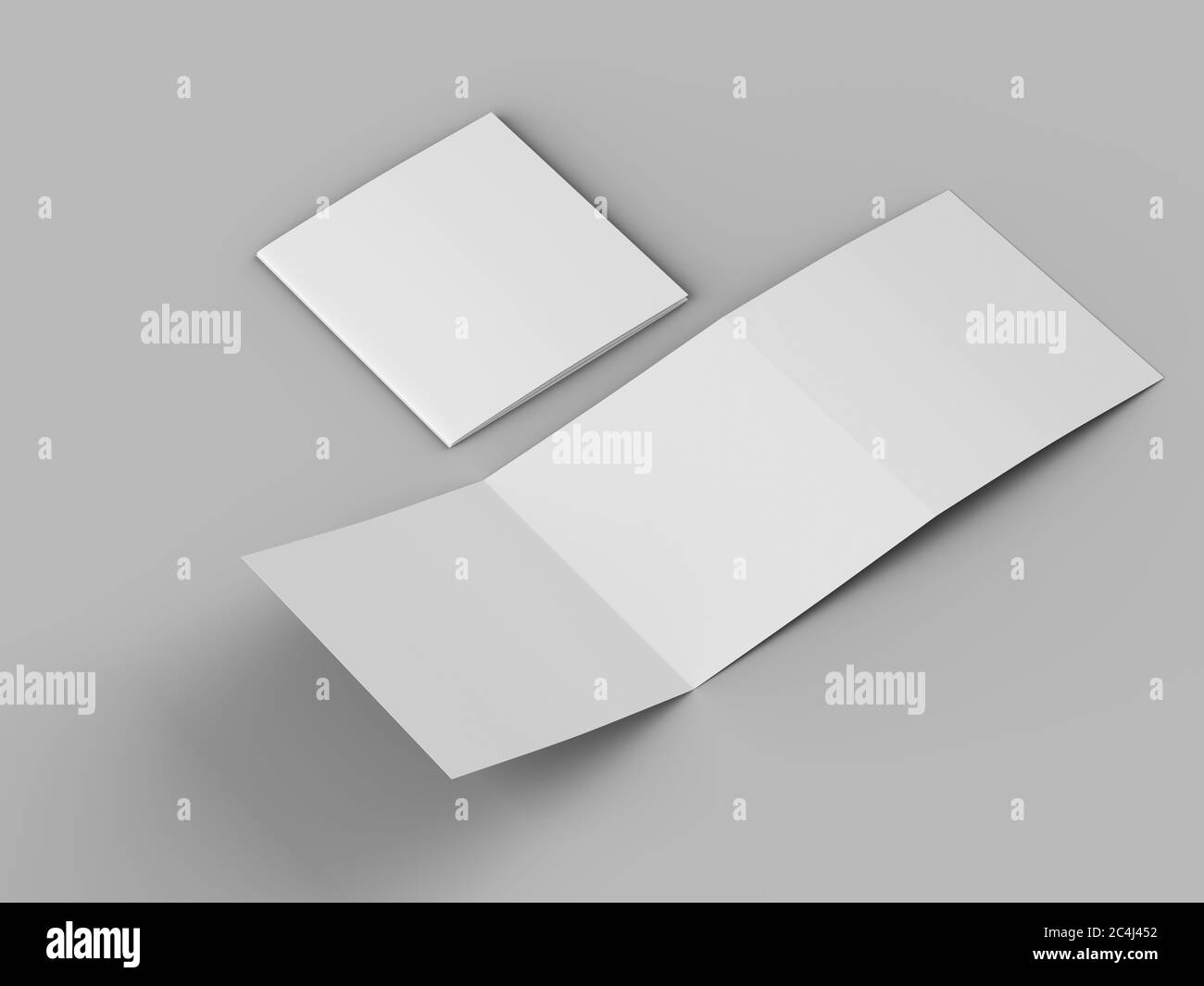 Open tri-folded leaflet in square format Stock Photo - Alamy