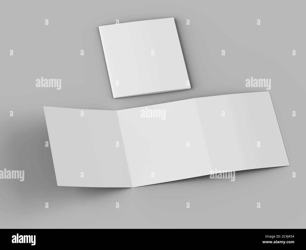 Open tri-folded leaflet in square format Stock Photo - Alamy