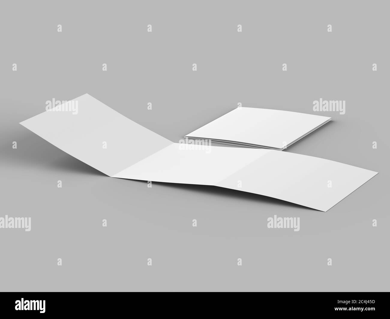 Open tri-folded leaflet in square format Stock Photo - Alamy