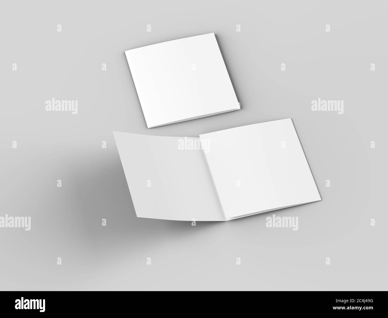 Open tri-folded leaflet in square format Stock Photo - Alamy