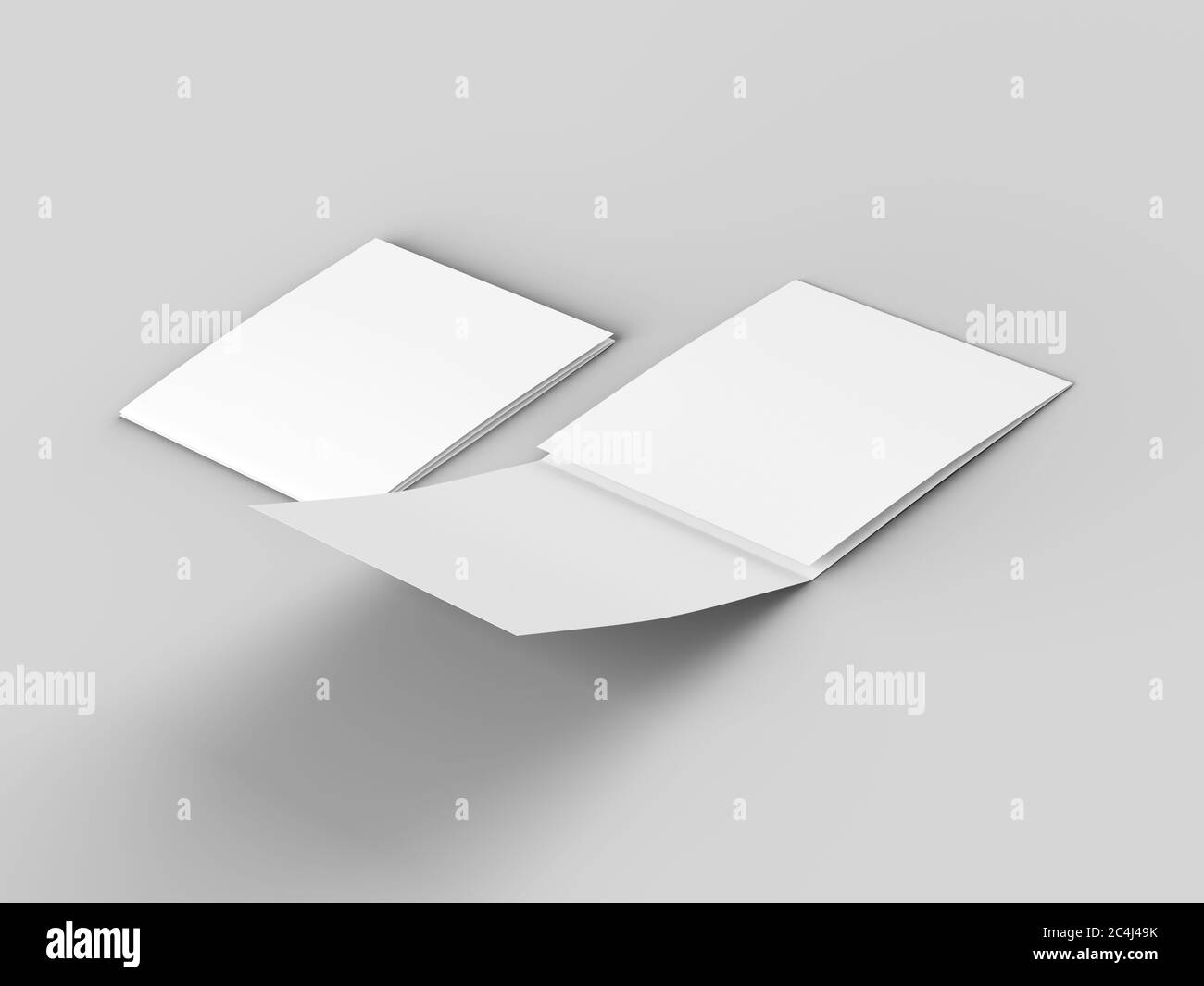 Open tri-folded leaflet in square format Stock Photo - Alamy