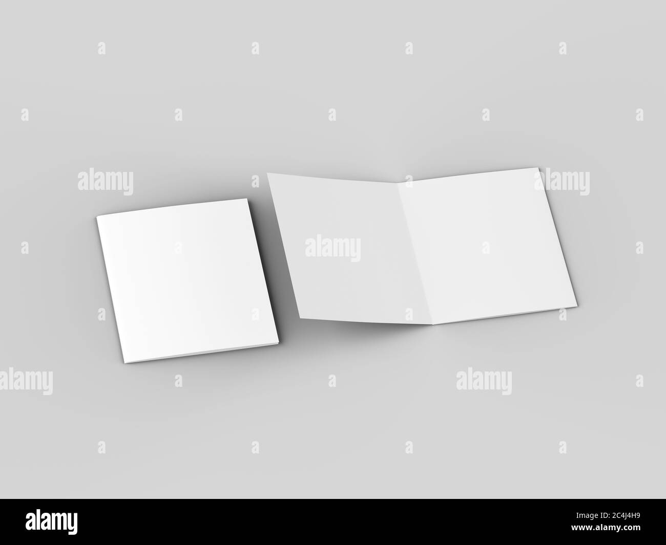 Open tri-folded leaflet in square format Stock Photo - Alamy