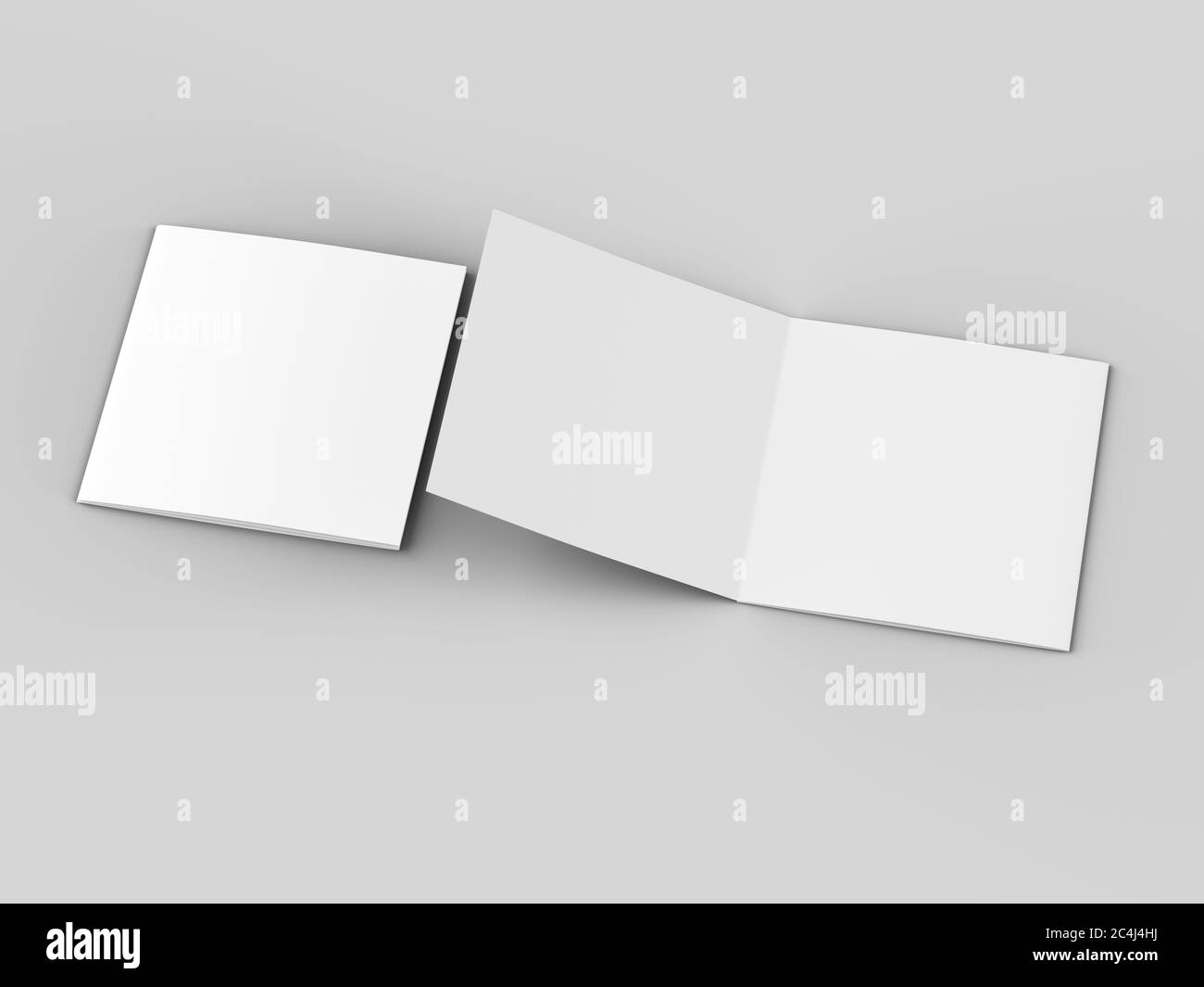 Open tri-folded leaflet in square format Stock Photo - Alamy