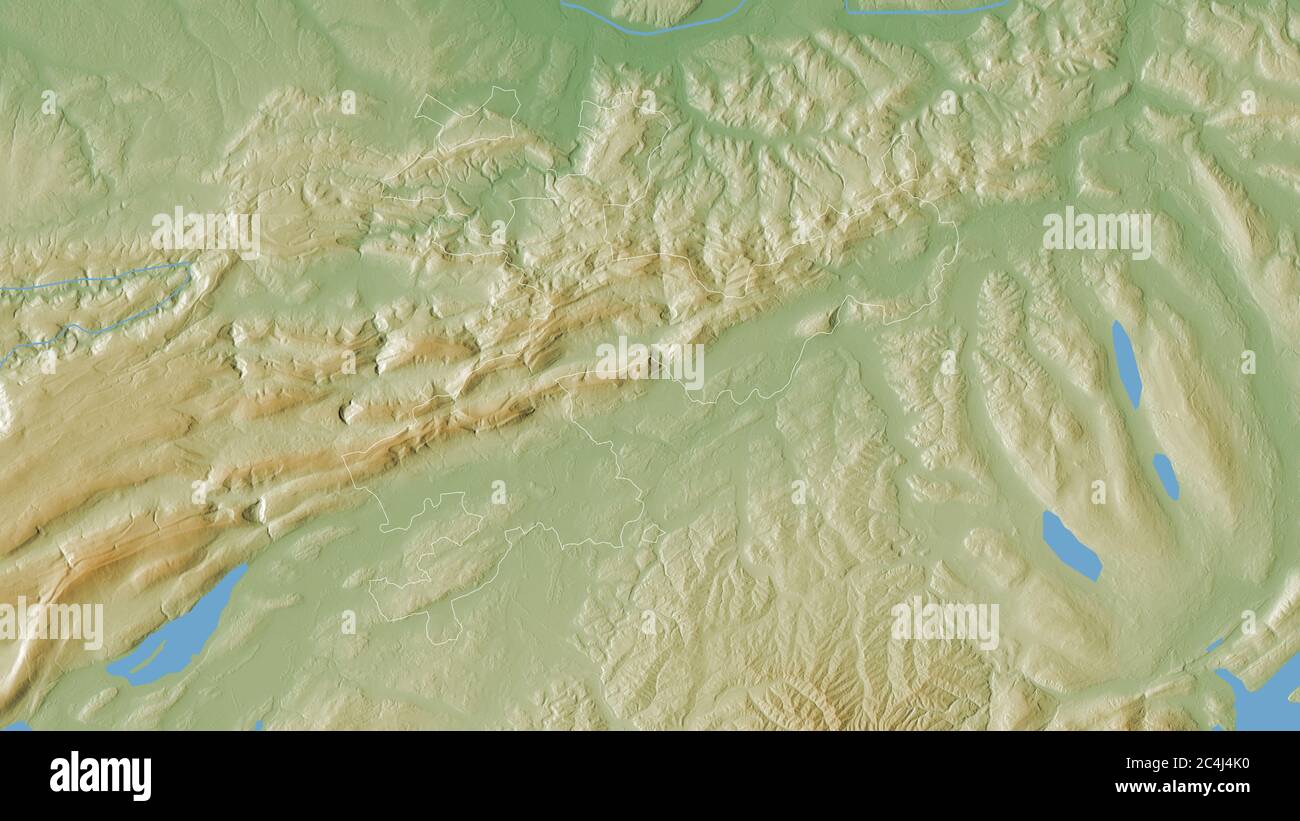 Solothurn, canton of Switzerland. Colored shader data with lakes and ...